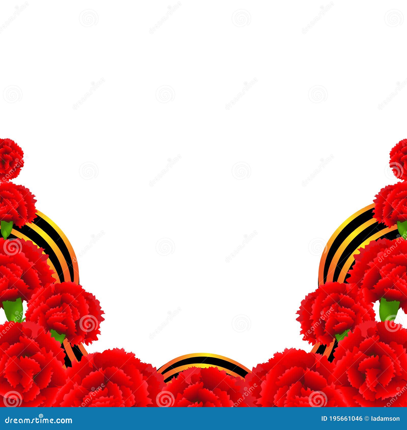 Victory Border with Red Carnations Border Stock Vector - Illustration ...