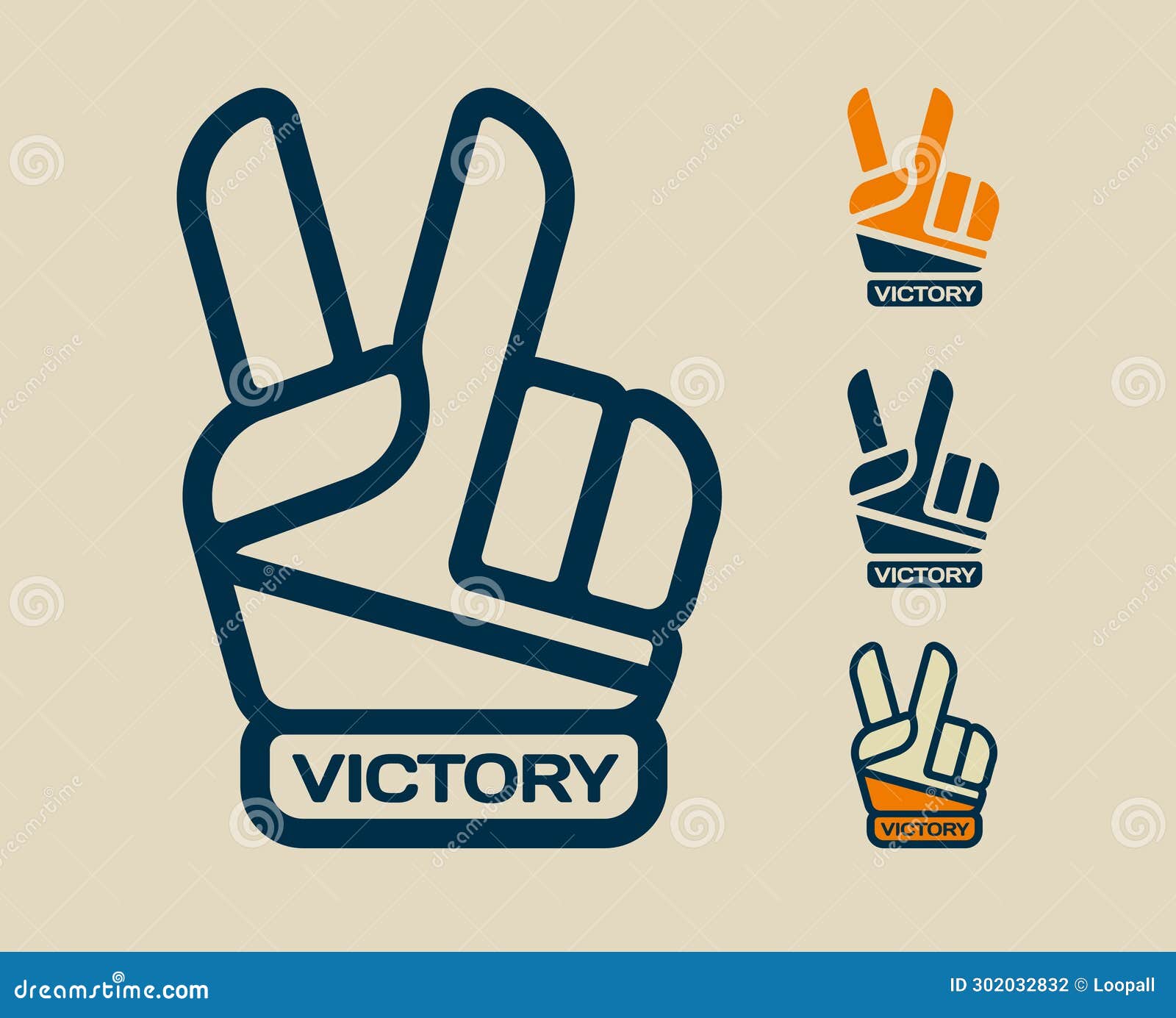 Victory Concept Emblem. Hands and Fingers Graphic. Vector Stock Vector ...