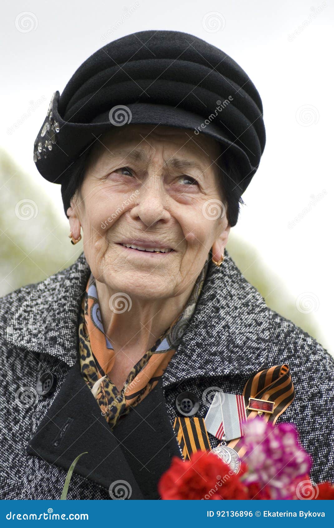 Victory Day Celebration In Moscow Senior Woman Portrait Editorial