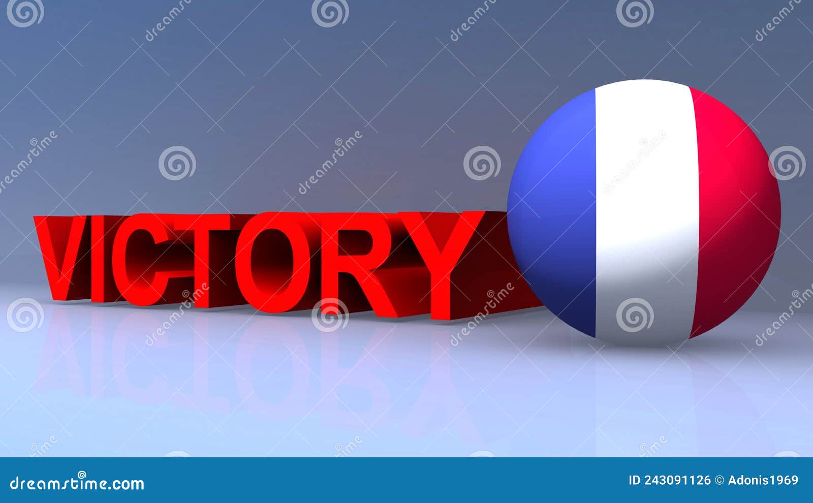 Victory with France Flag on Blue Stock Illustration - Illustration of ...