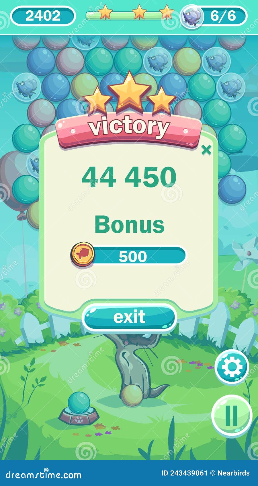 Victory Game UI Design Element, Vector Winner Cartoon Icon, Level Up ...