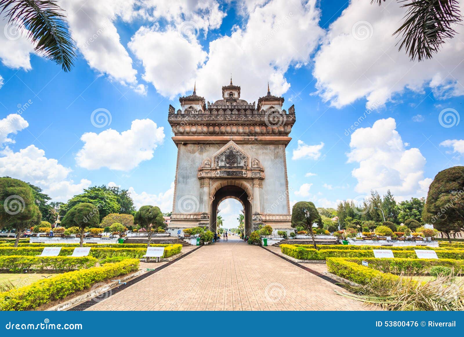 Victory Gate or Gate of Triumph in Laos Stock Photo - Image of panorama ...