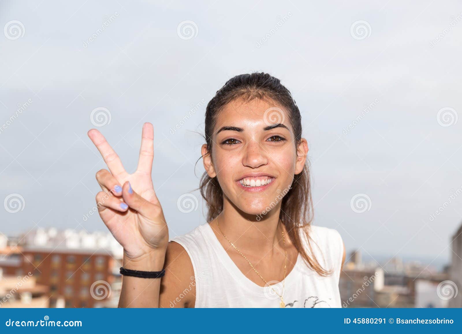 Victory stock image. Image of fingers, girl, gesture - 45880291
