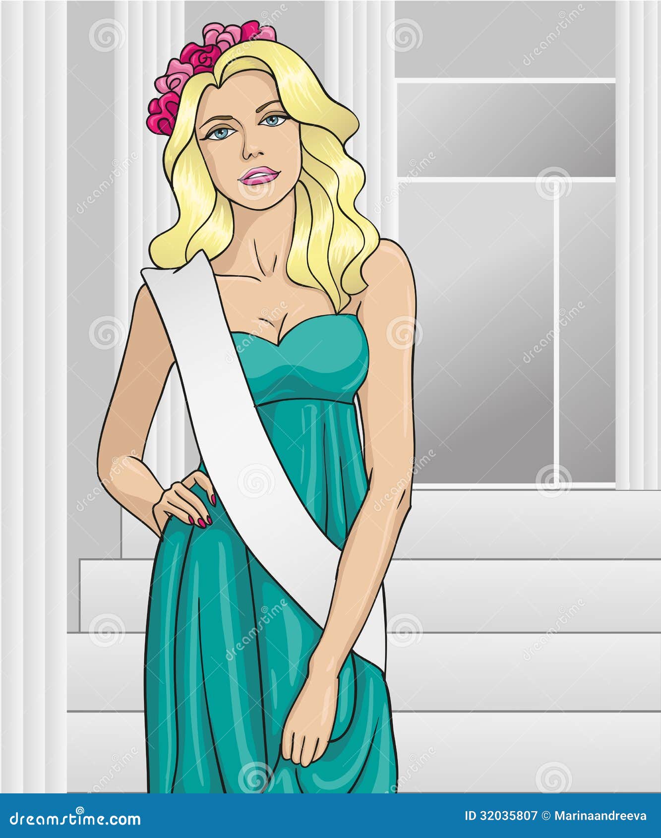 Victory girl stock vector. Illustration of female, award - 32035807