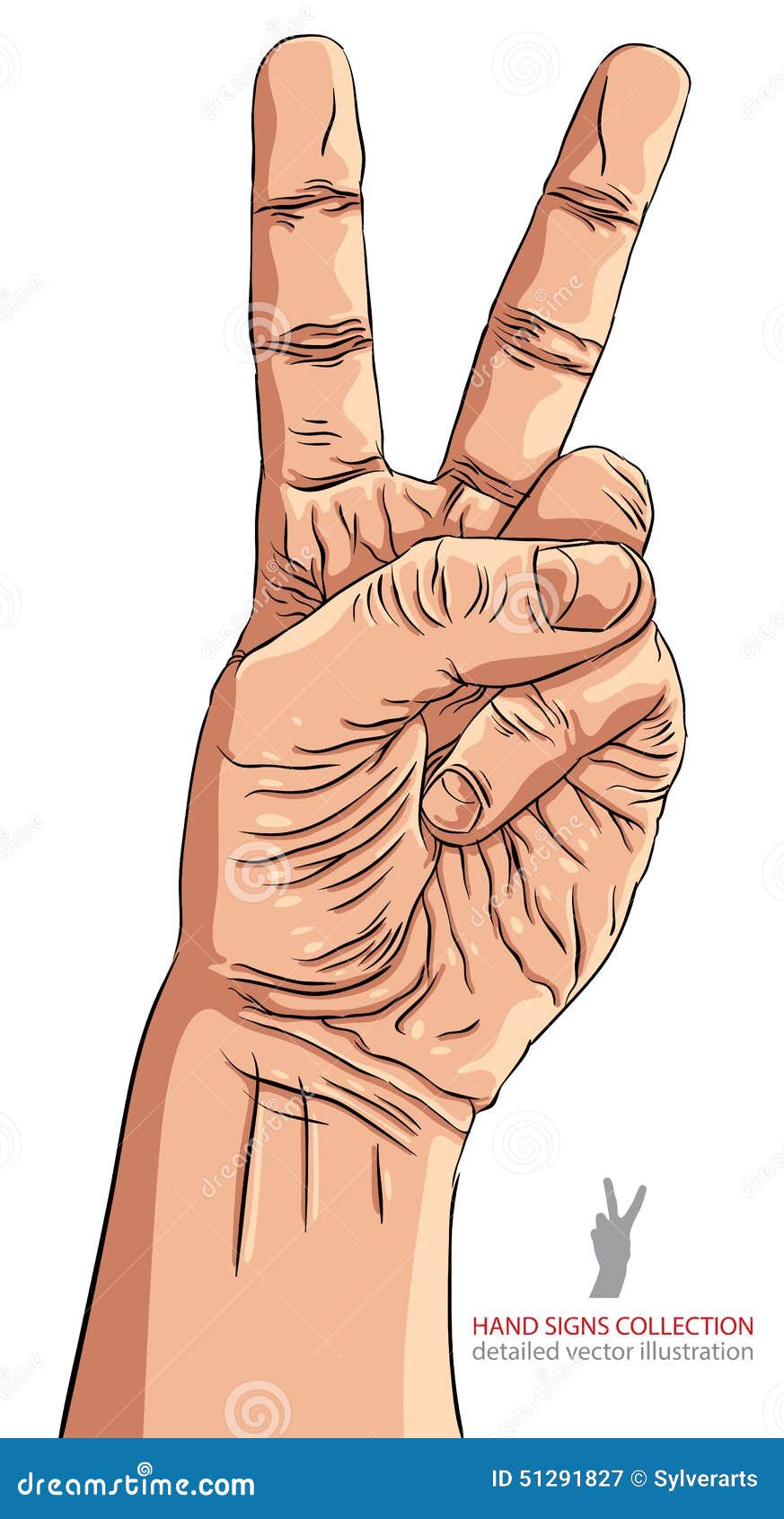 Victory Hand Sign, Vector Illustration. Stock Vector - Illustration of ...