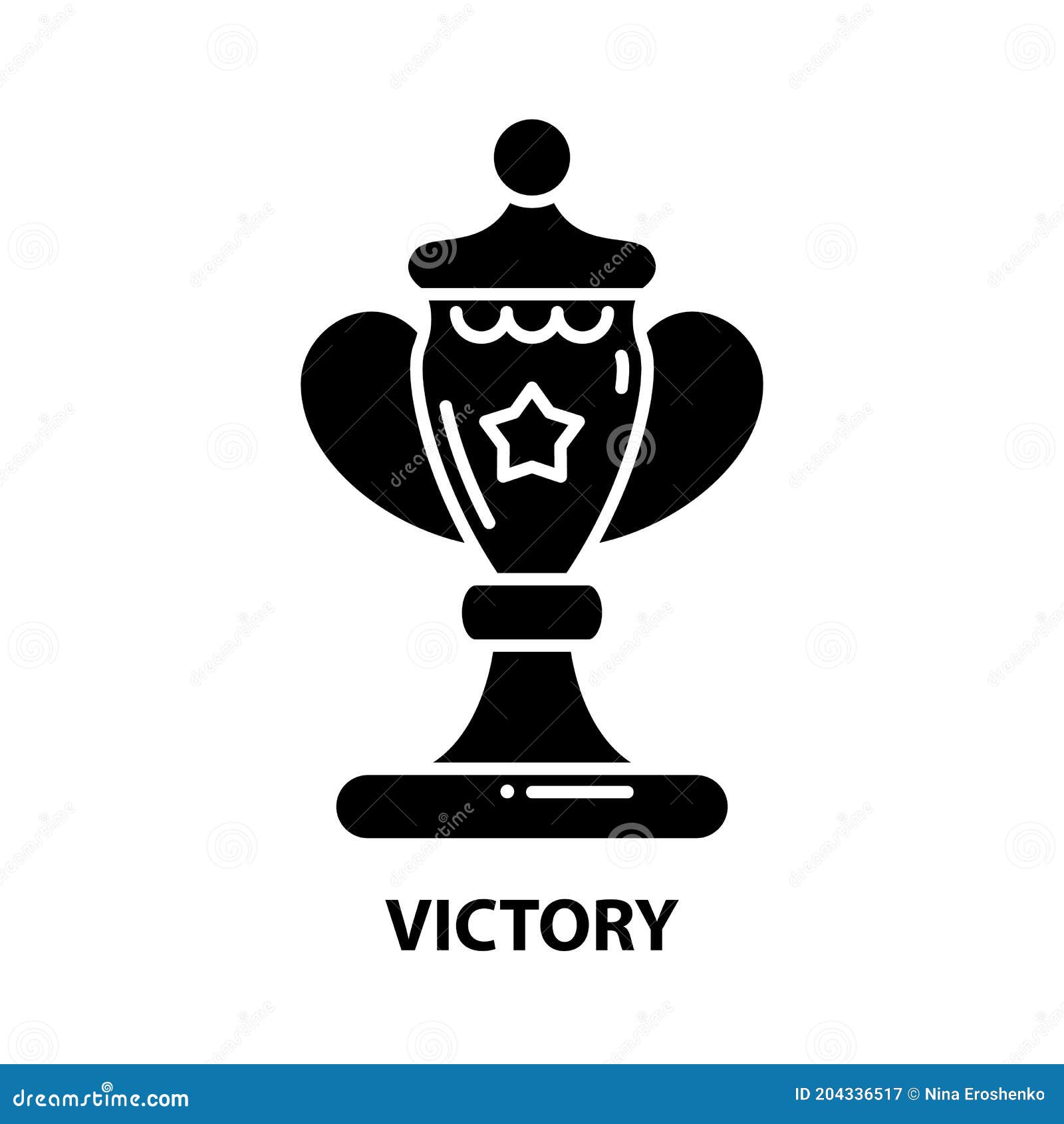 Victory Icon, Black Vector Sign with Editable Strokes, Concept ...