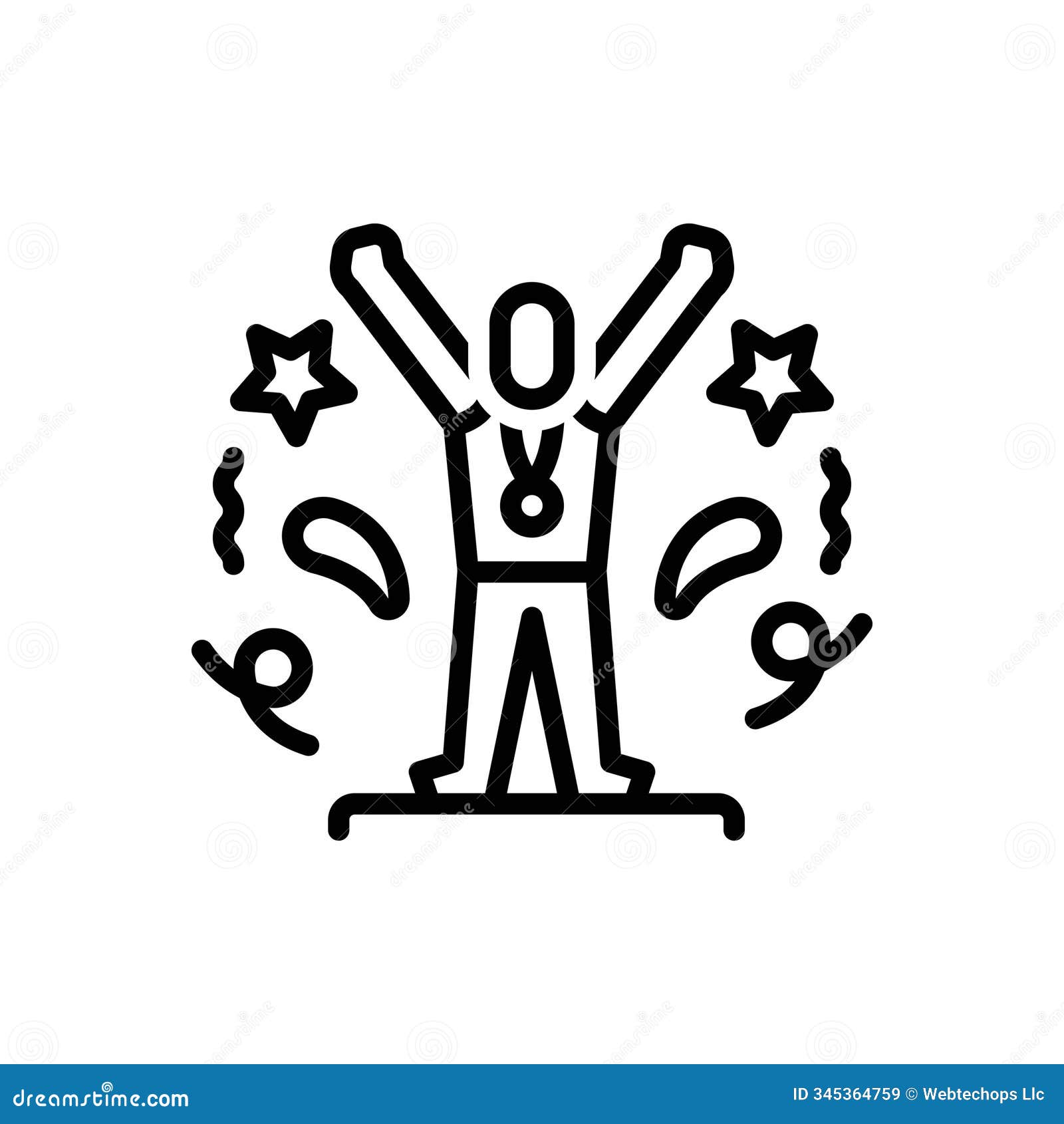 Black Line Icon for Victory, Success and Win Stock Illustration ...