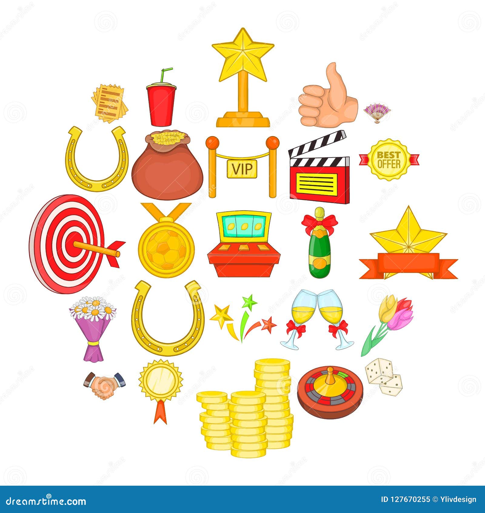 Victory Icons Set, Cartoon Style Stock Vector - Illustration of happy ...