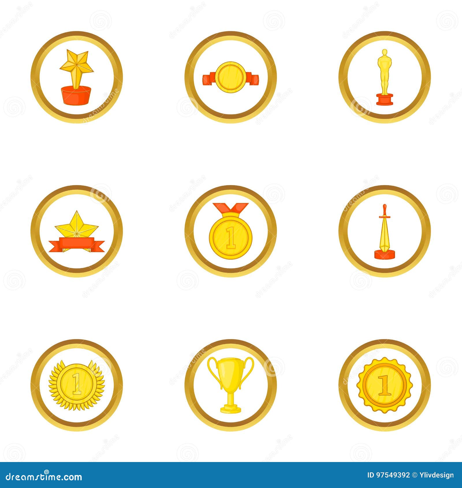 Victory Icons Set, Cartoon Style Stock Vector - Illustration of group ...