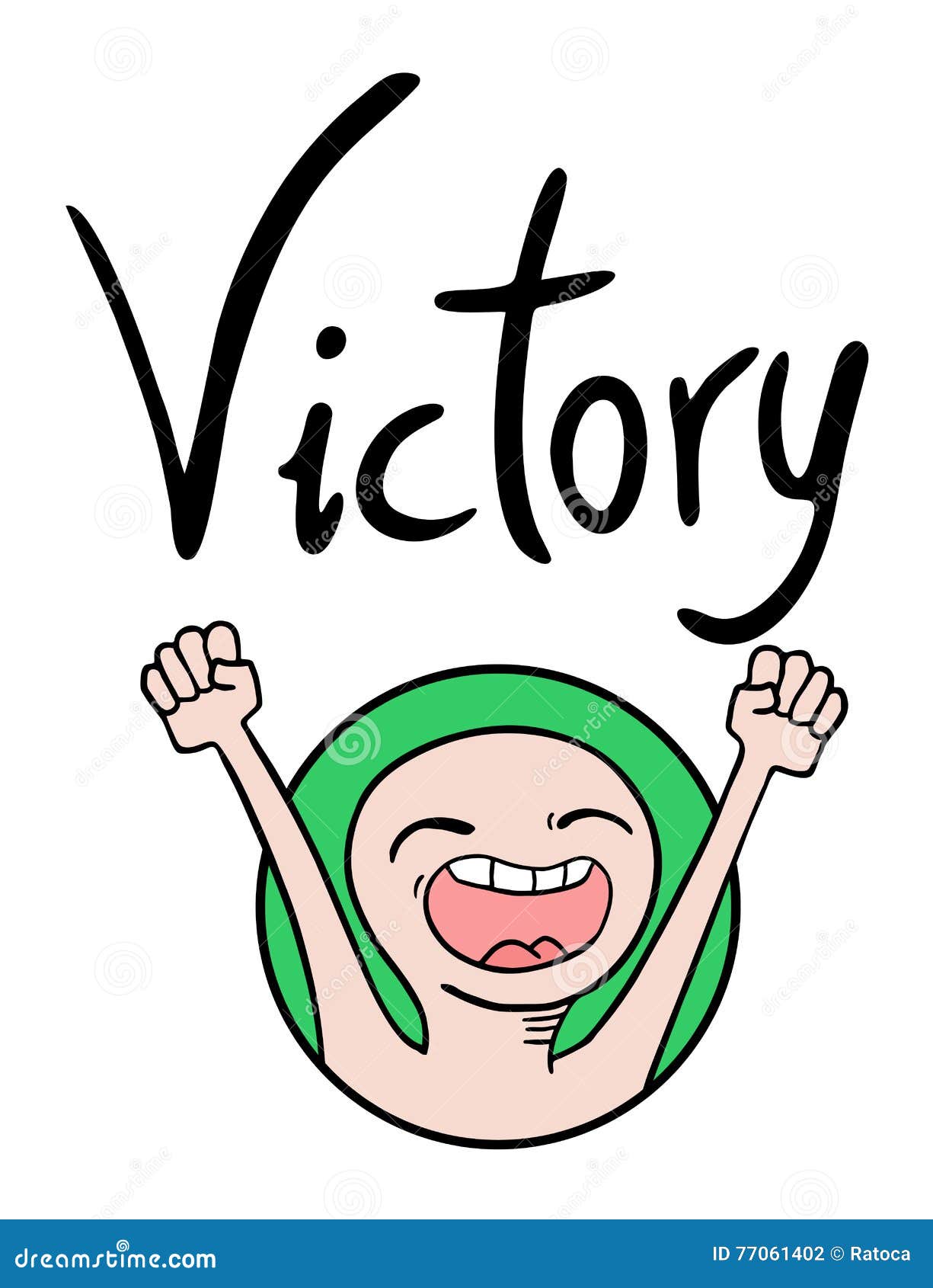 Victory message stock vector. Illustration of happy, character - 77061402
