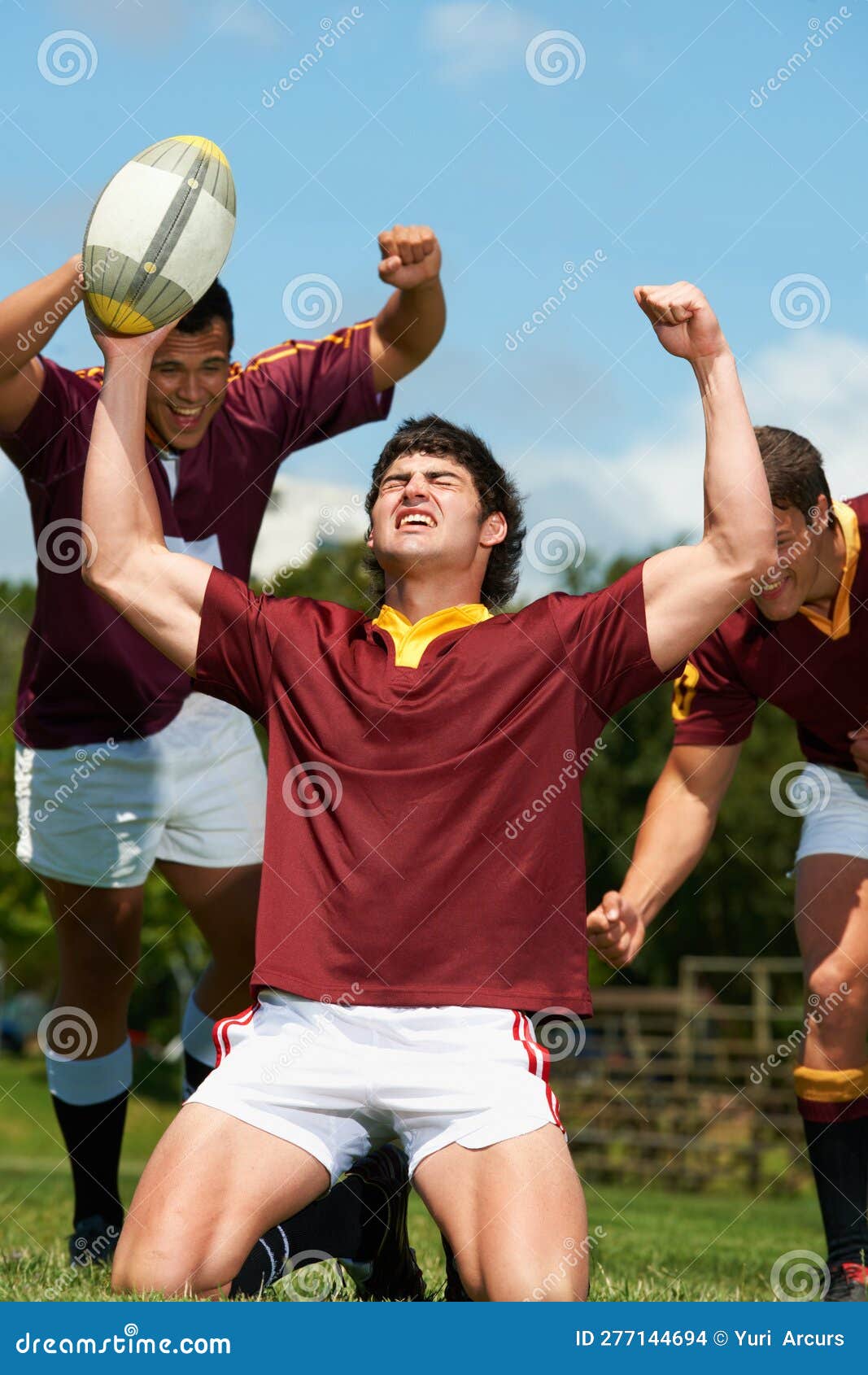 Victory is Mine. a Young Rugby Team Celebrating a Victory. Stock Photo ...
