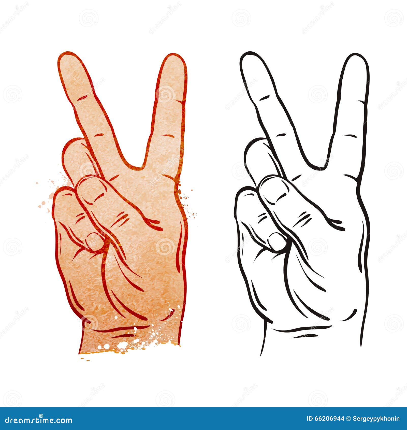 Victory and Peace Gesture Symbol. Vector Illustration Stock Vector ...