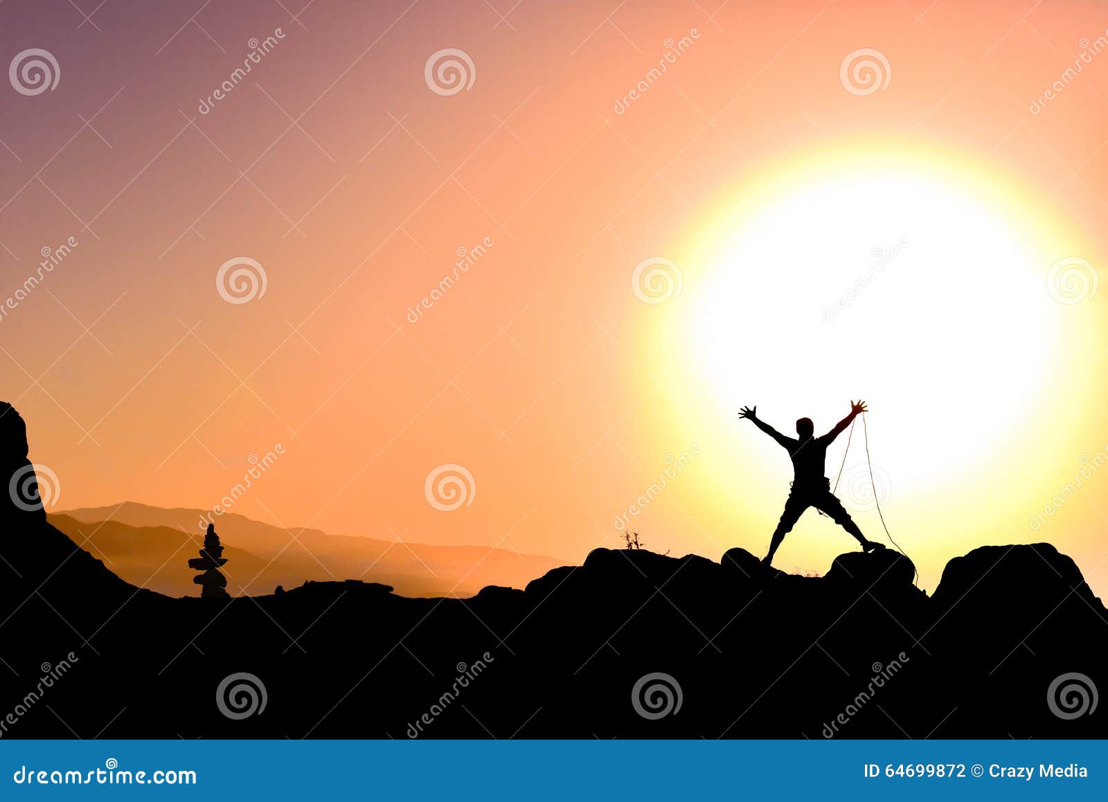 Victory at the Peak of Happiness Stock Photo - Image of mountain ...