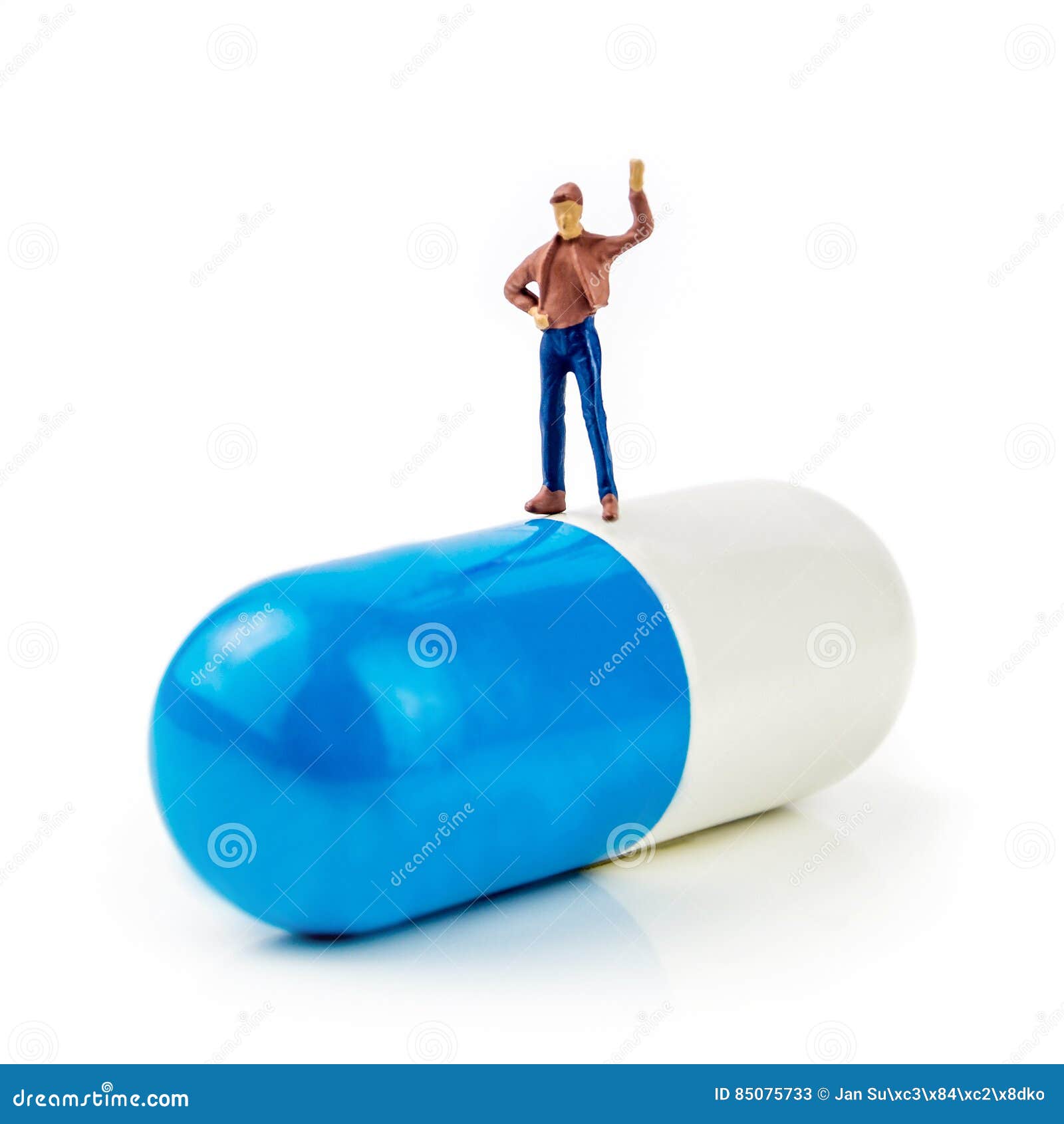 Victory of pills stock image. Image of businessman, figurine - 85075733