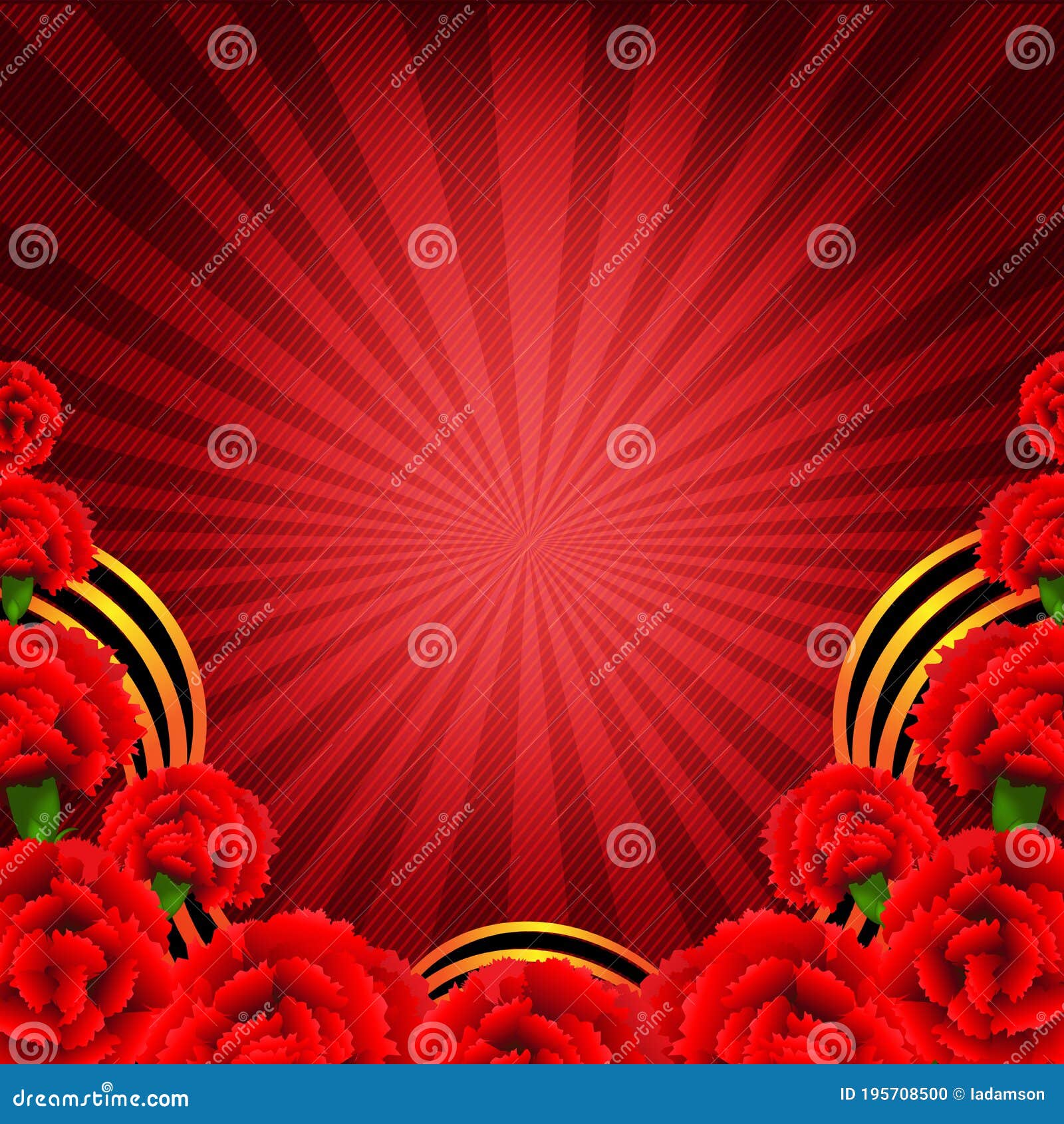 Victory Red Poster with Red Carnations Border Stock Vector ...