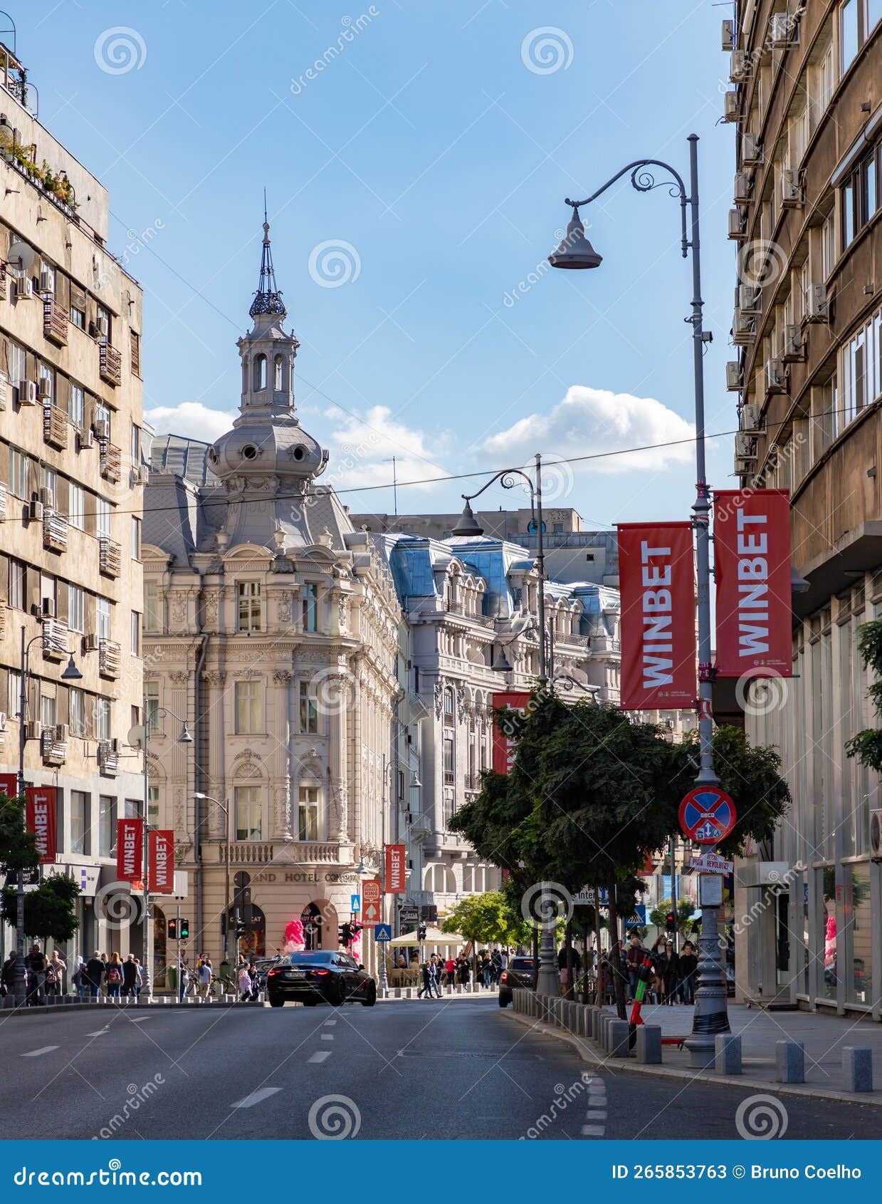 Victory Road - Bucharest editorial stock photo. Image of facades ...