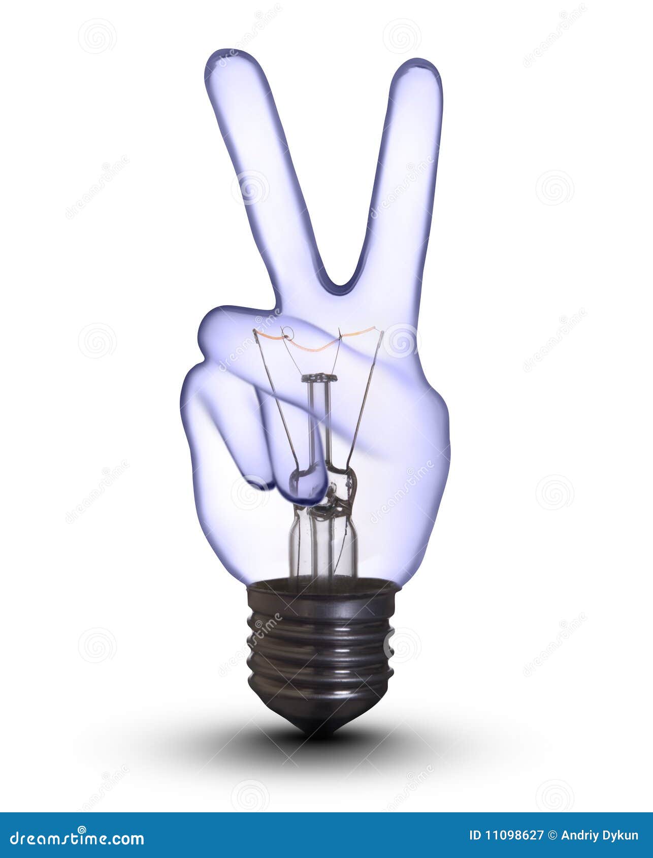 Victory Sign Hand Lamp Bulb Stock Illustration - Illustration of ...