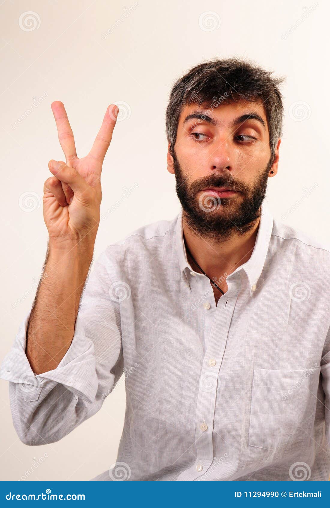 Victory Sign Man stock photo. Image of studio, good, space - 11294990