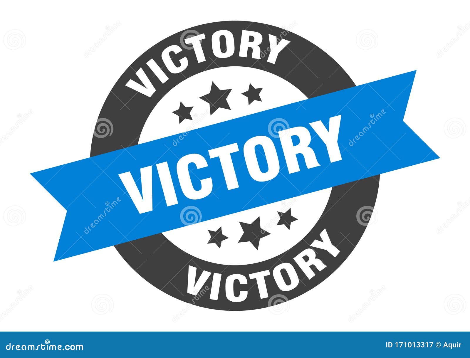 Victory Sign. Victory Round Ribbon Sticker Stock Vector - Illustration ...