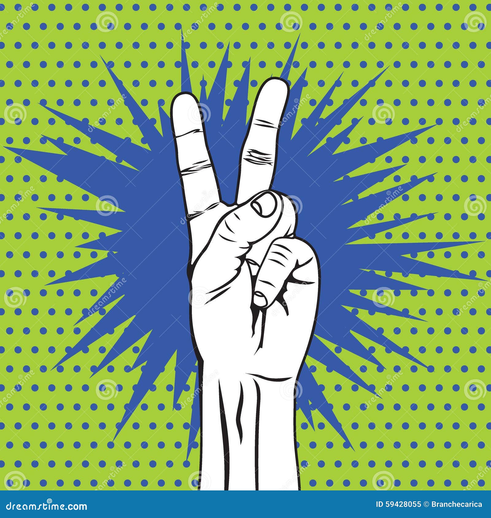 The Victory sign stock vector. Illustration of retro - 59428055