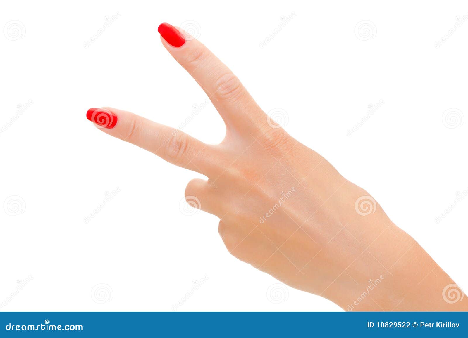 Victory sign. Woman s hand stock photo. Image of polish - 10829522