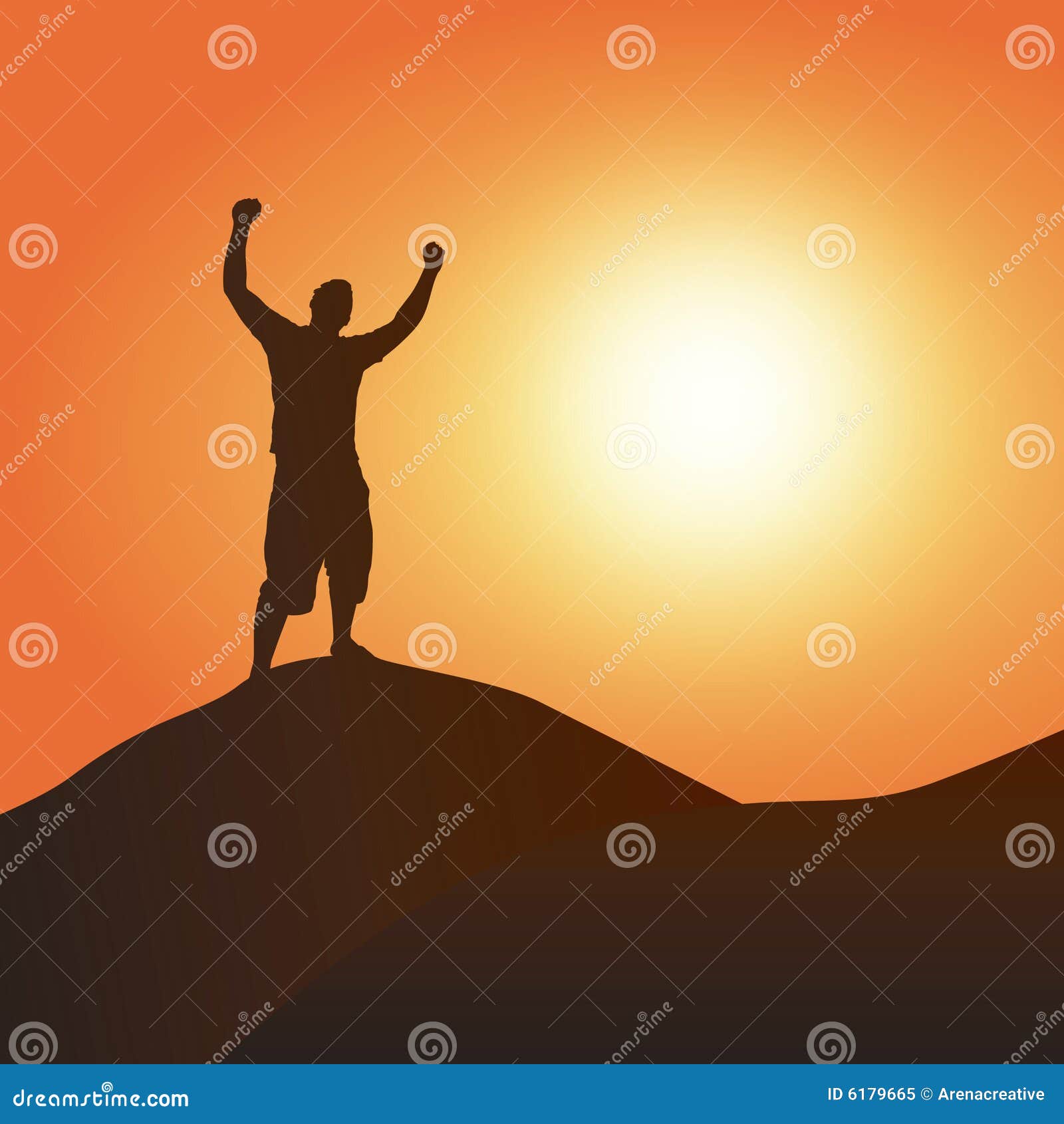 Victory at Sunset stock vector. Illustration of raised - 6179665