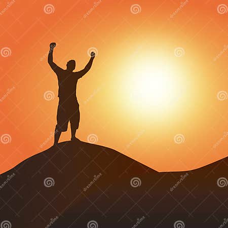 Victory at Sunset stock vector. Illustration of raised - 6179665