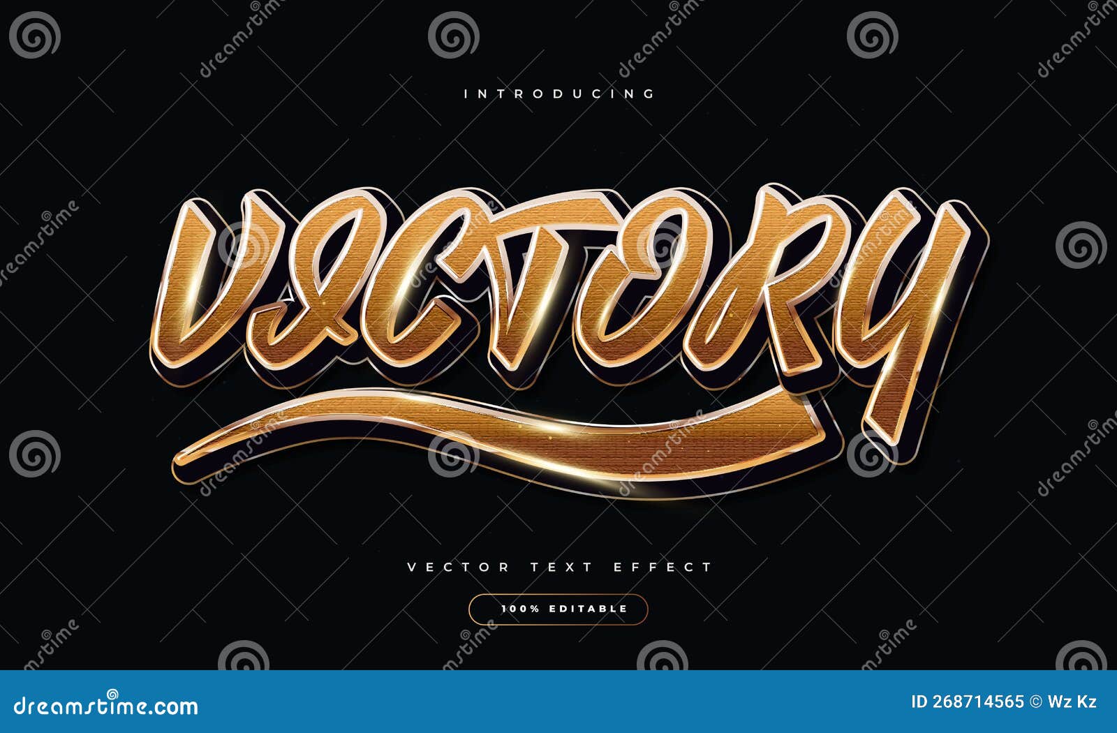 Victory Text in Black and Gold with Texture and Shining Effect Stock ...