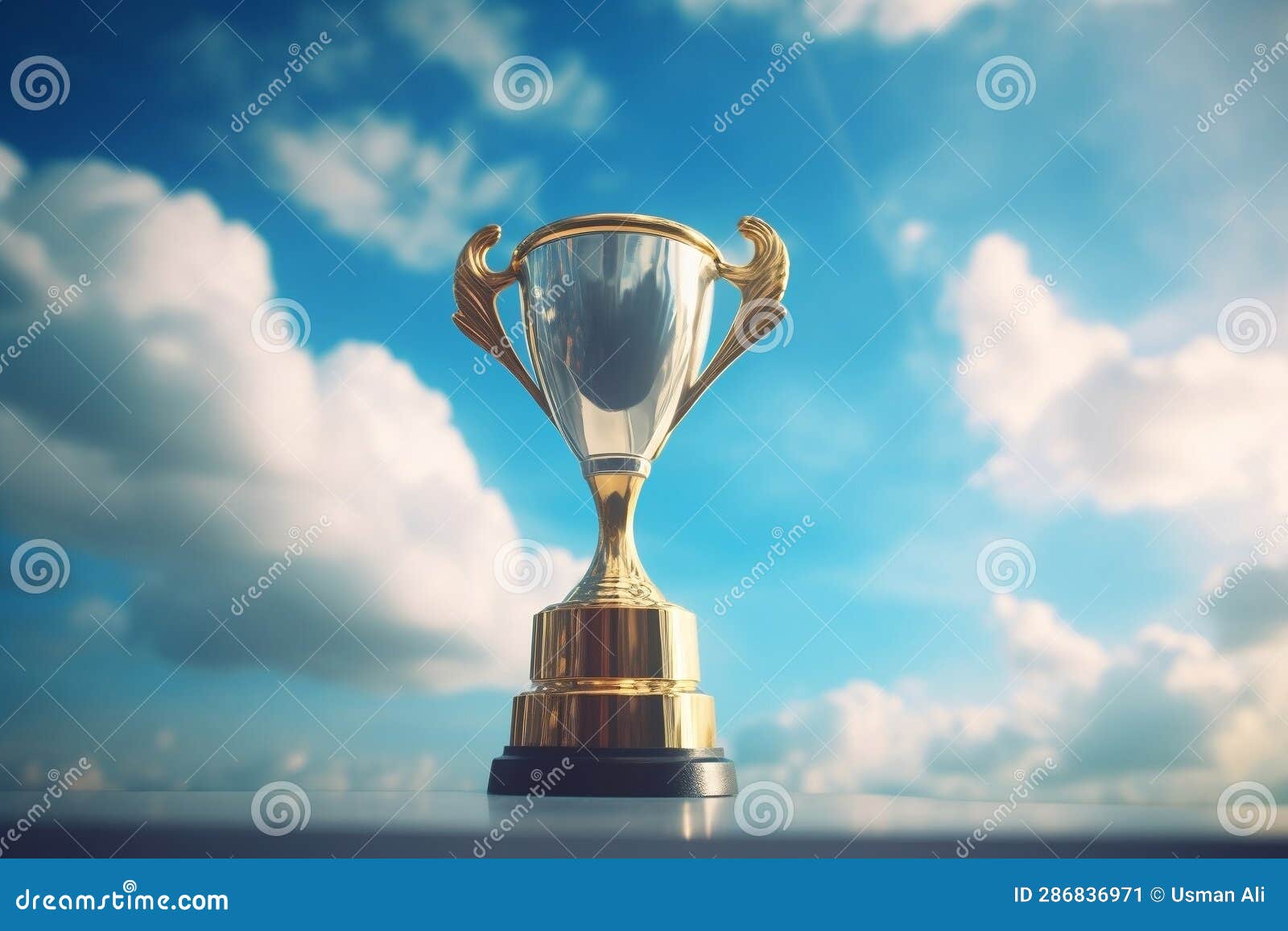 Victory Trophy Against Sky Background. AI Stock Illustration ...