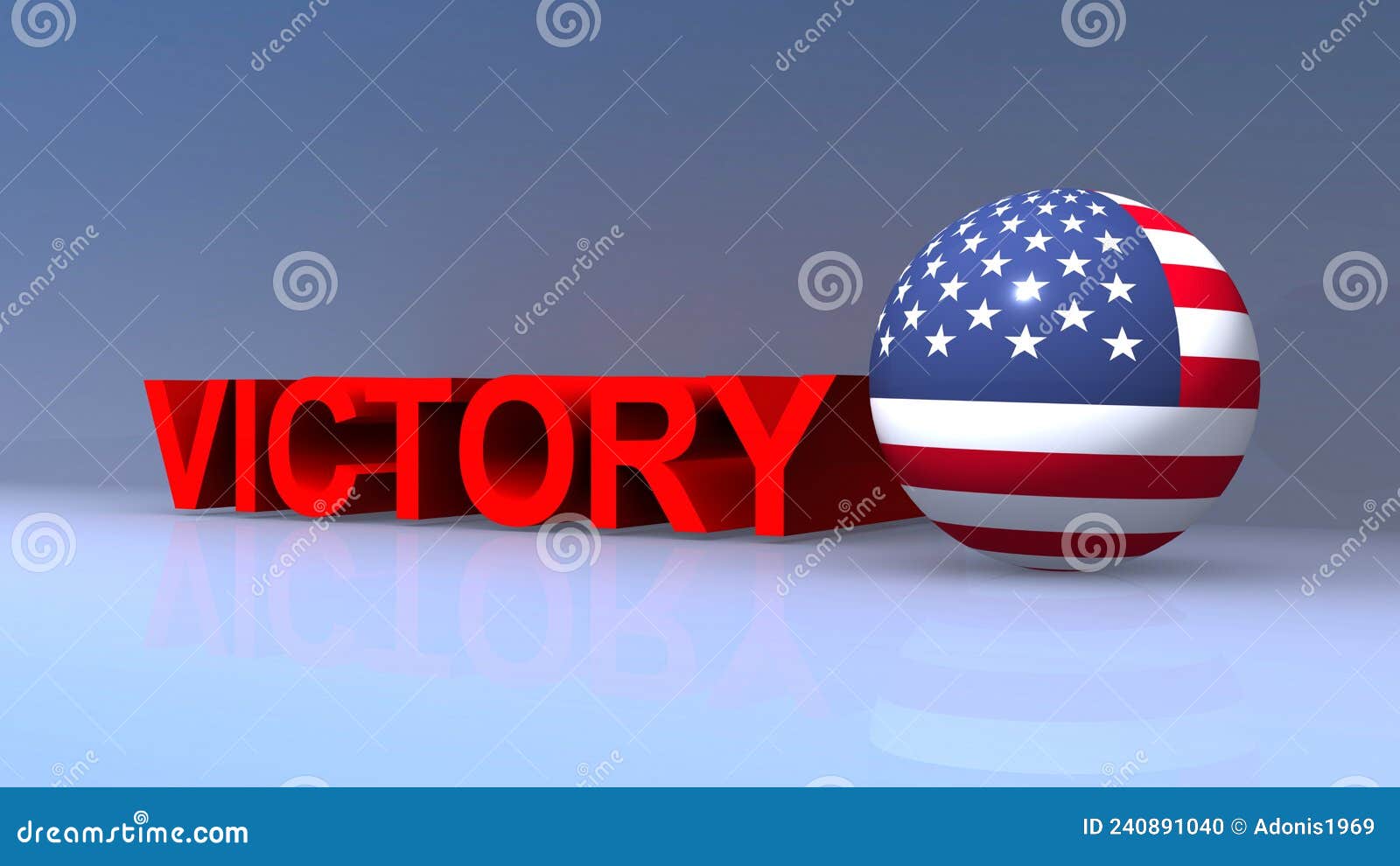 Victory and Usa Flag on Blue Stock Illustration - Illustration of ...