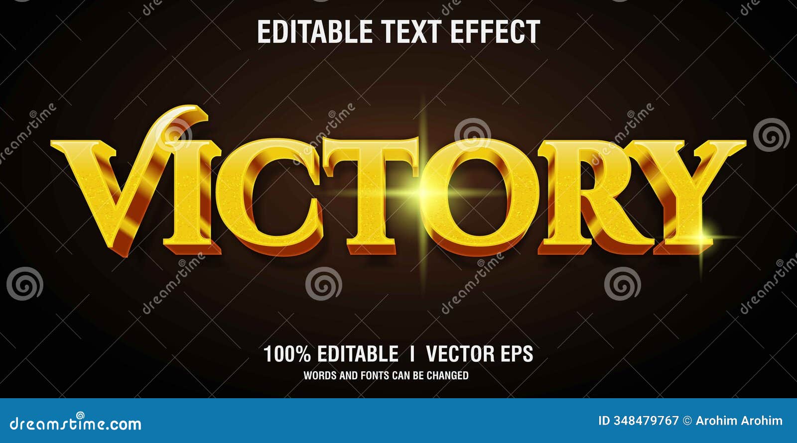 Victory Vector 3d Text Effect with Modern Style Design Stock ...