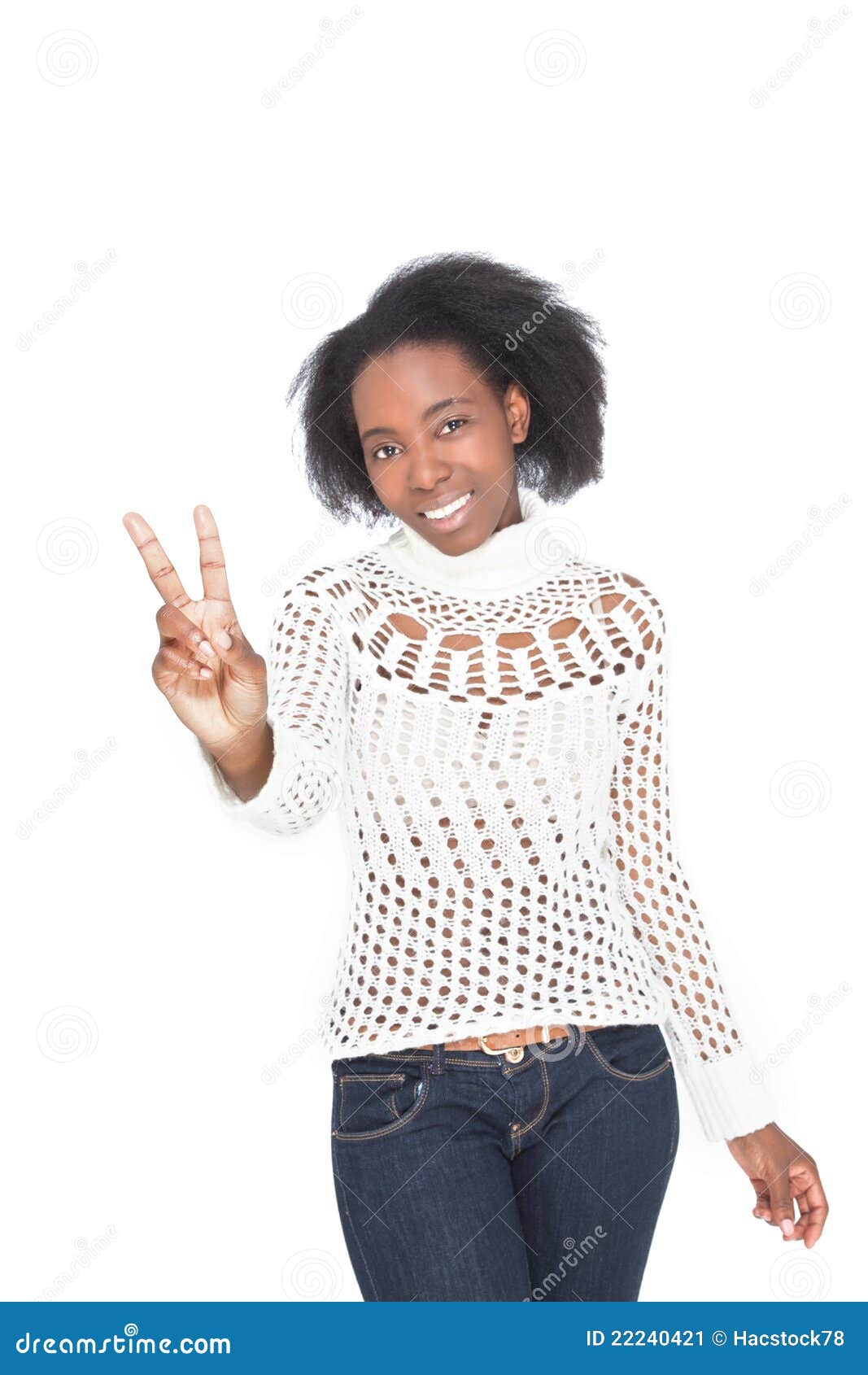 Victory Woman (focus on Hand) Stock Image - Image of cute, expression ...