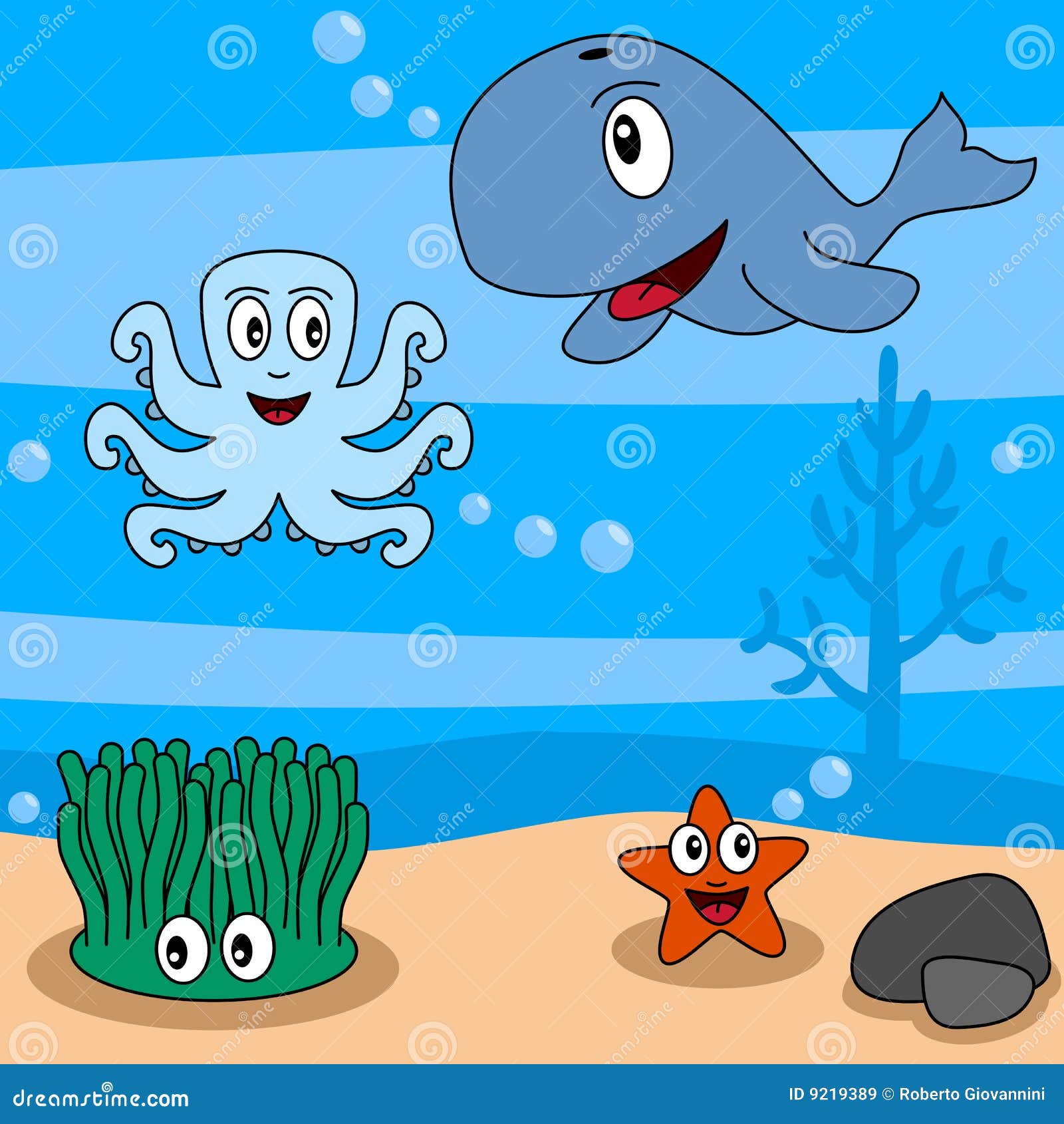 Vida Do Oceano Dos Desenhos Animados [2] Ilustração do Vetor ...