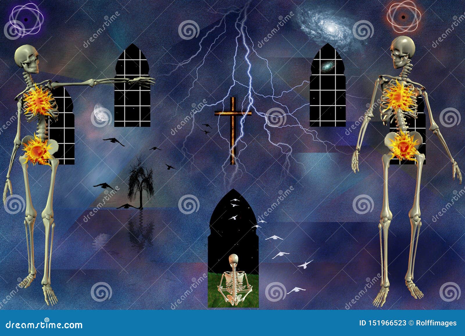 Vida e morte imagem de stock. Imagem de energia, silhueta - 151966523