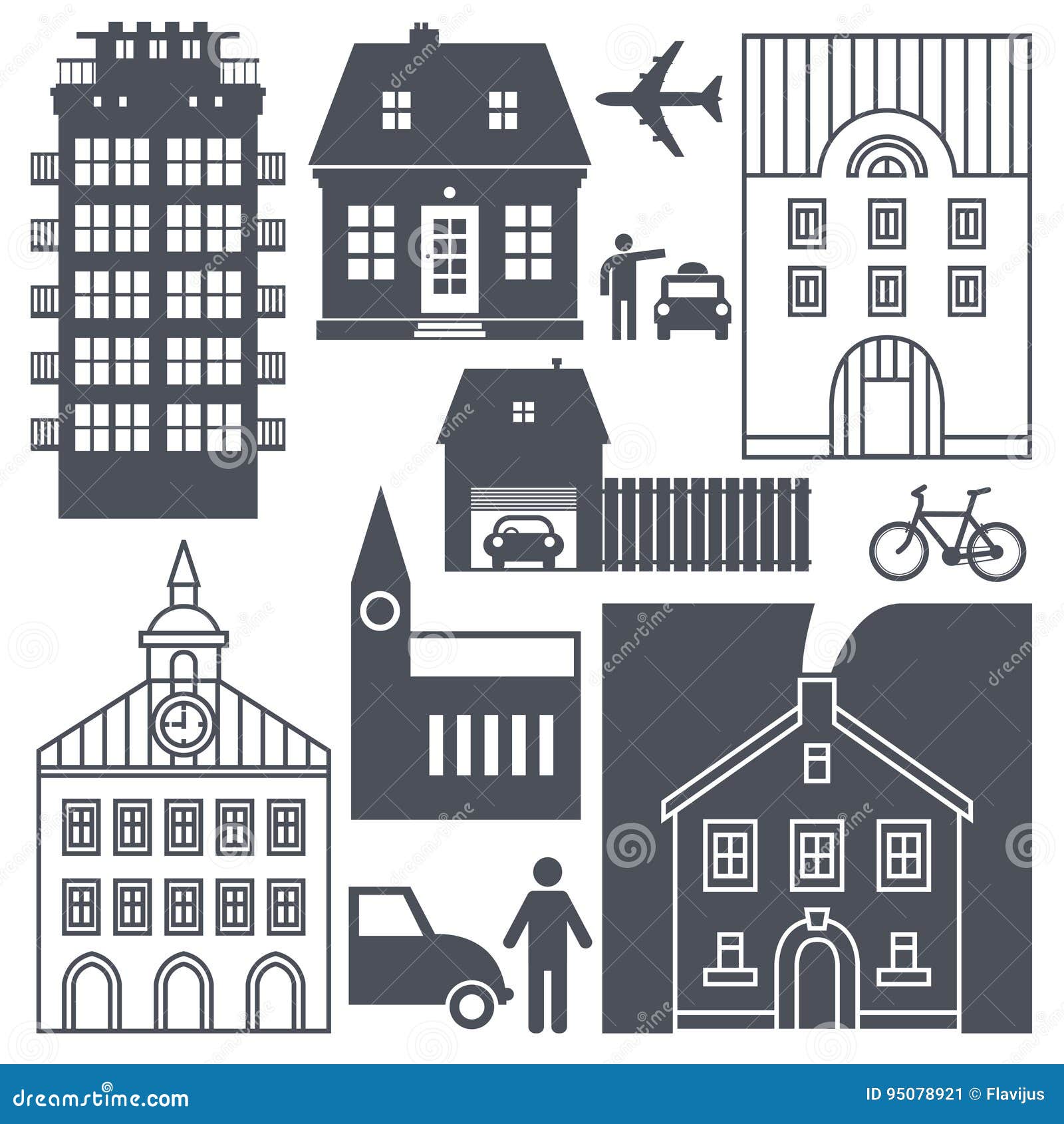 Vida En Las Calles Y Casas De Europa Fijadas Ilustración del Vector ... Vida En Las Calles Y Casas De Europa Fijadas Ilustración del Vector ...