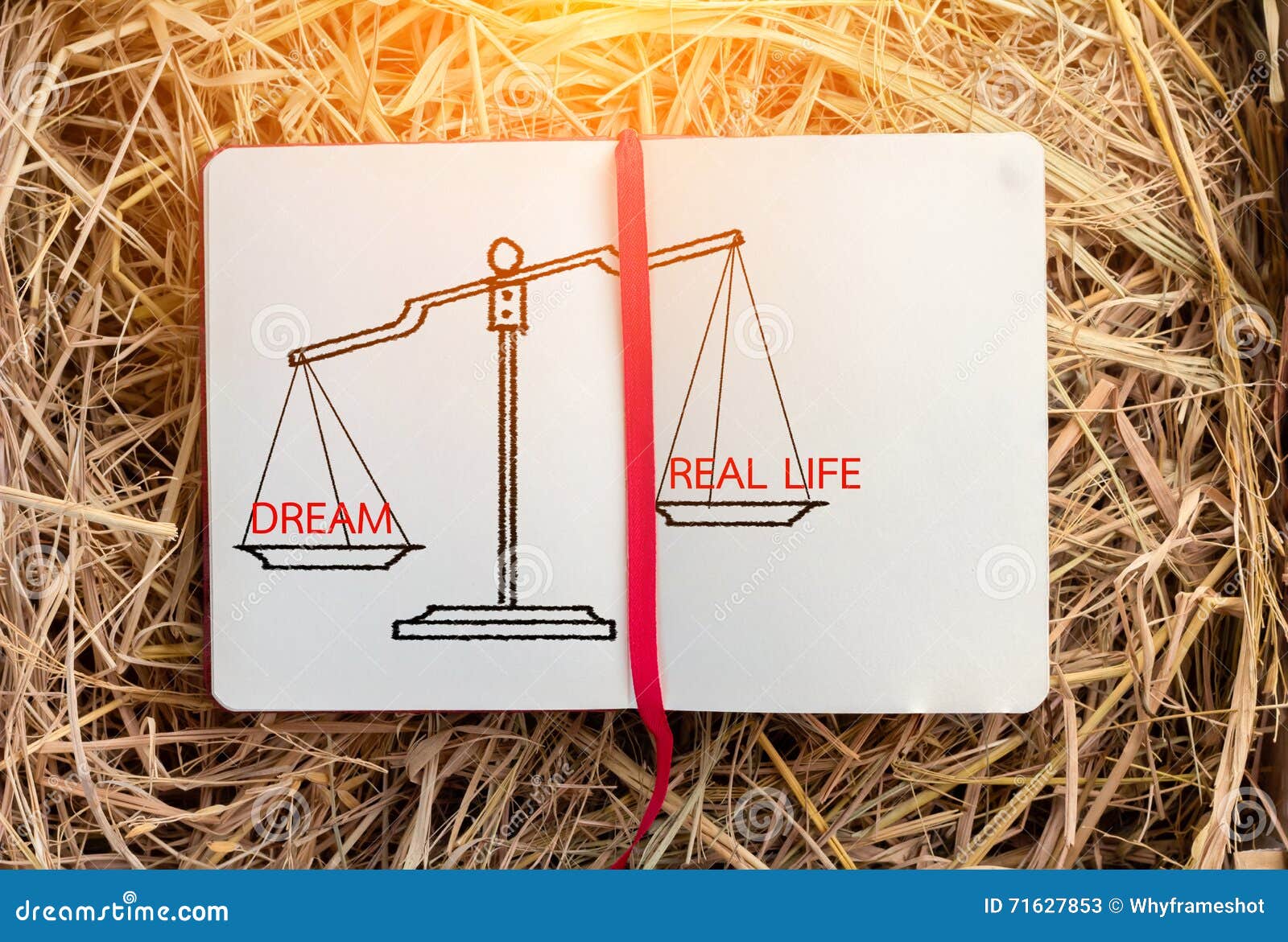 Vida Ideal E Real Com a Escala No Caderno Imagem de Stock - Imagem de ...