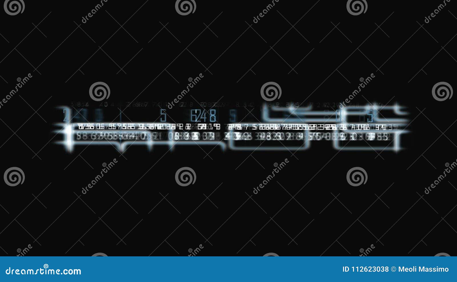 An Abstract Animated Loop of Glowing Boxes with a Futuristic Number ...