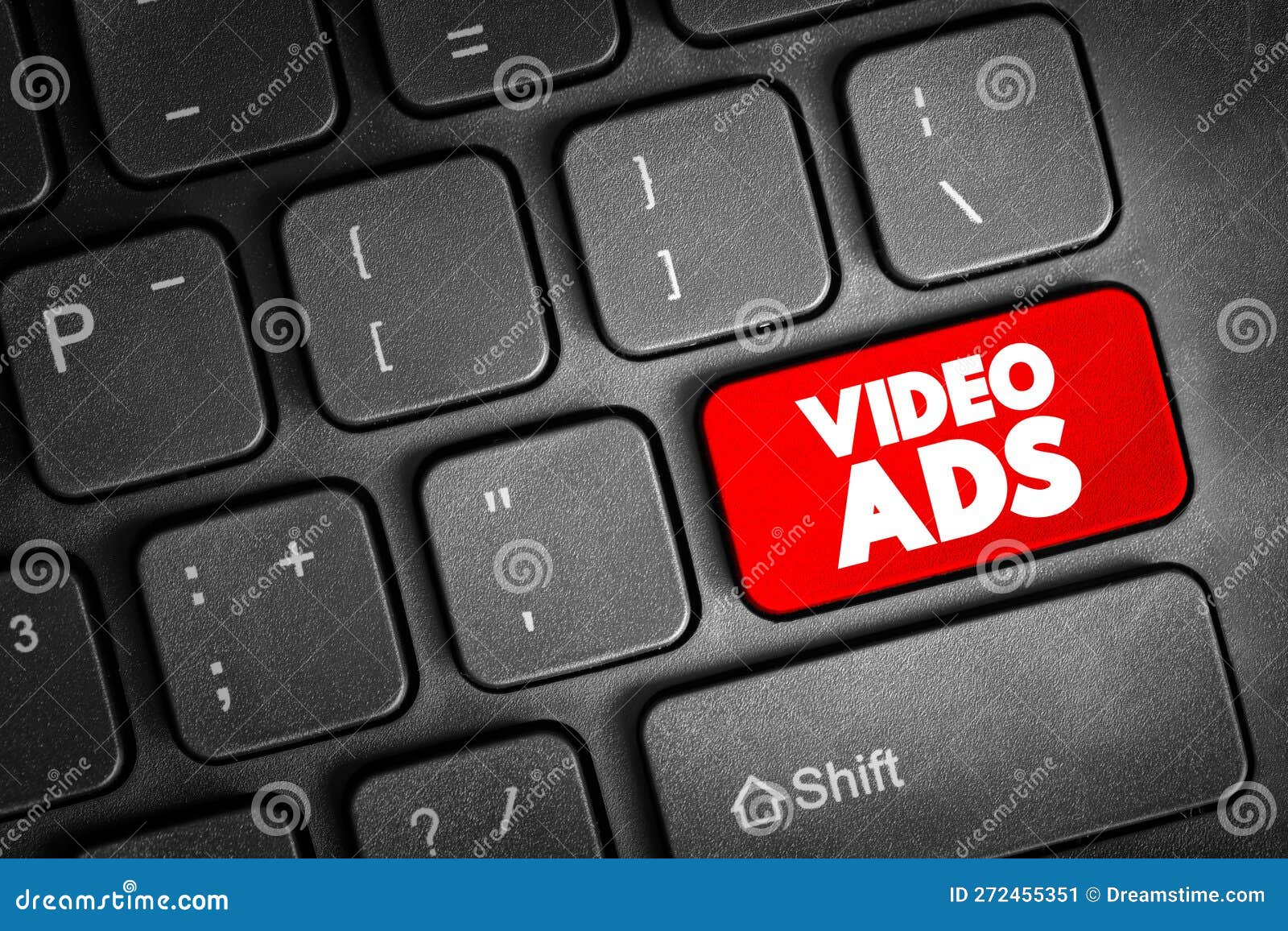 Video Ads Text Button on Keyboard, Concept Background Stock Image ...