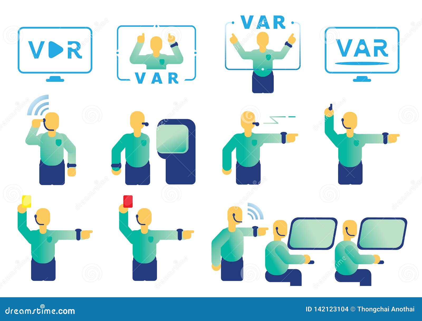 VAR Or Video Assistant Referee Football Referee Shows Hands Sign Vector ...