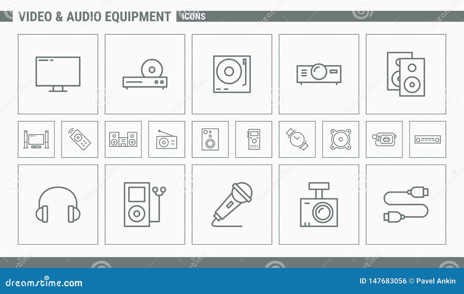 Video Audio Equipment Icons 01 Stock Vector - Illustration of audio ...