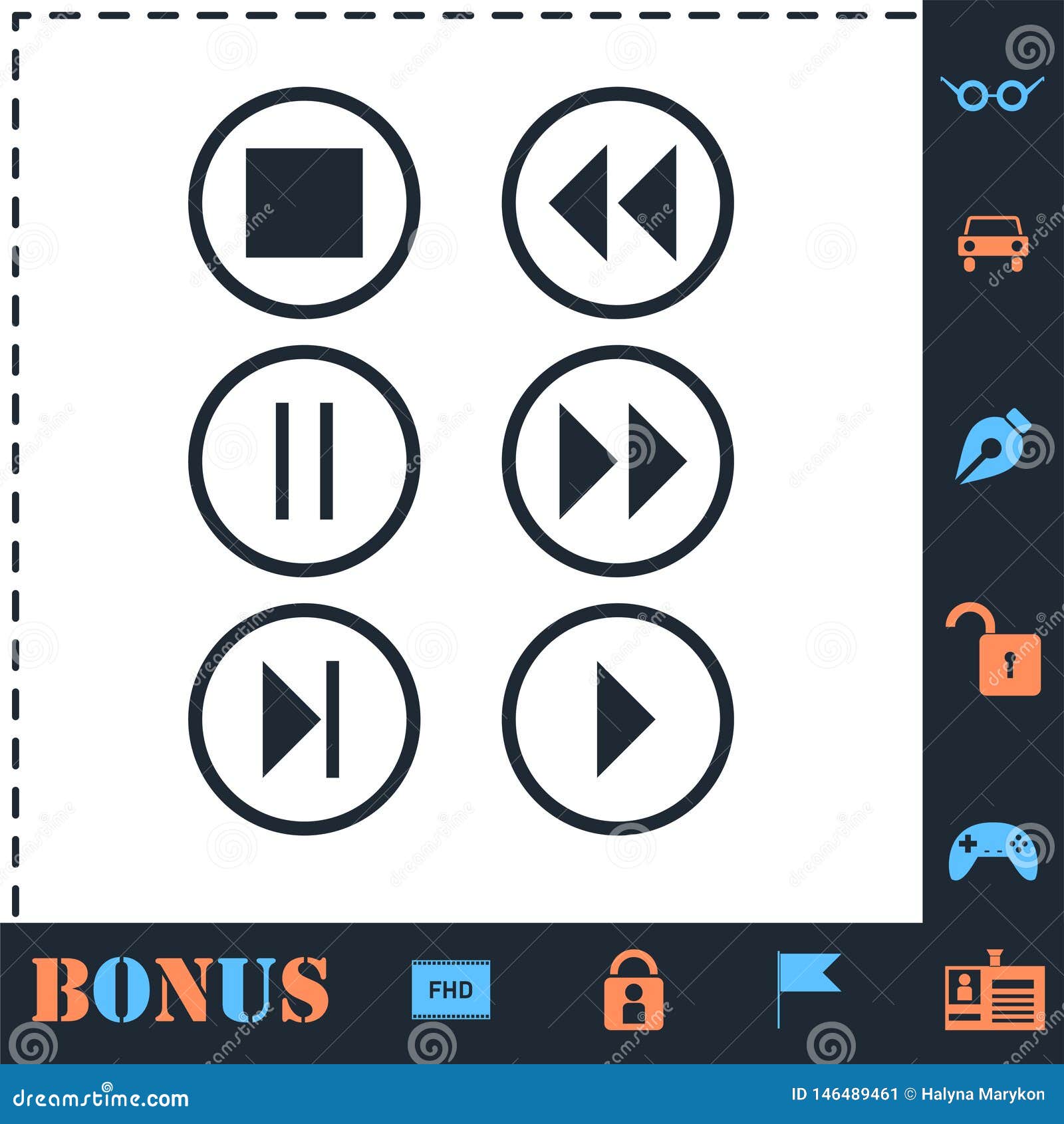 Video Audio Player Buttons Icon Flat Stock Vector - Illustration of ... Video Audio Player Buttons Icon Flat Stock Vector - Illustration of ...