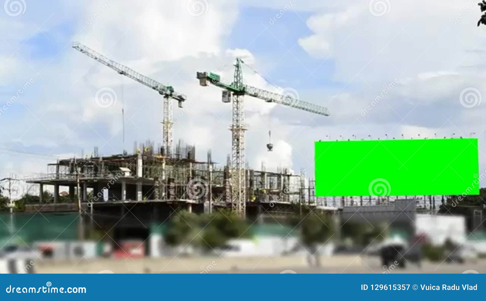 Big Green Screen Billboard and Construction Site Stock Video - Video of ...