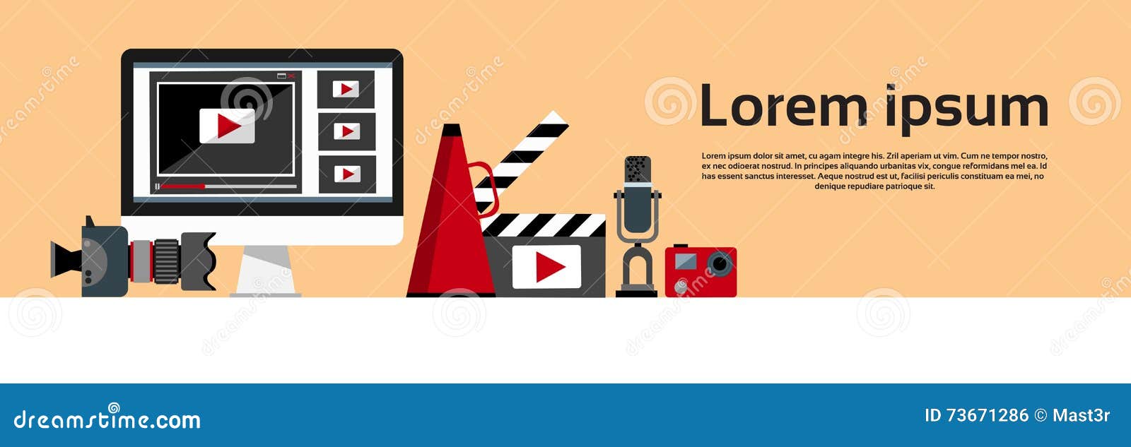 Video Blogging Concept Horizontal Banner Stock Vector - Illustration of ...