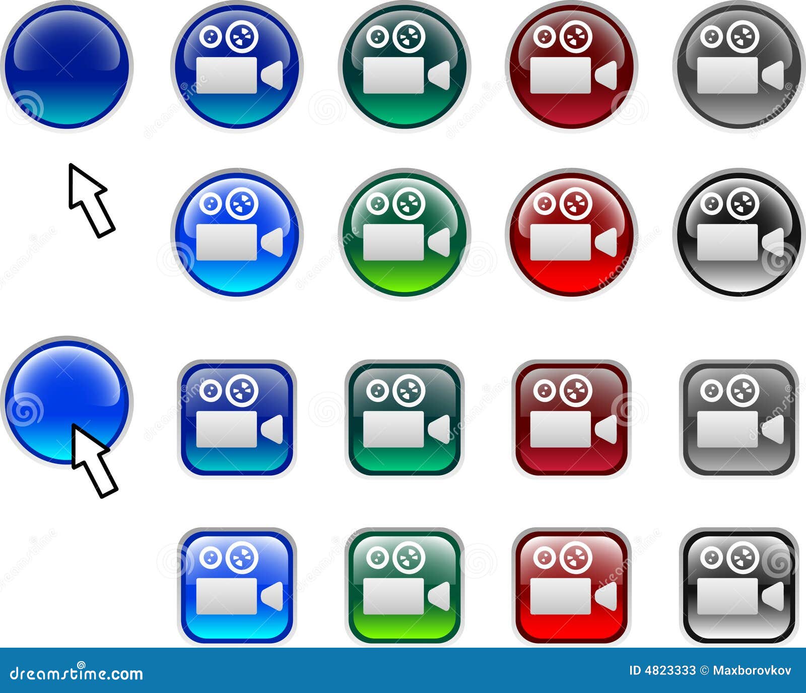 Video buttons. stock vector. Illustration of logo, blue - 4823333
