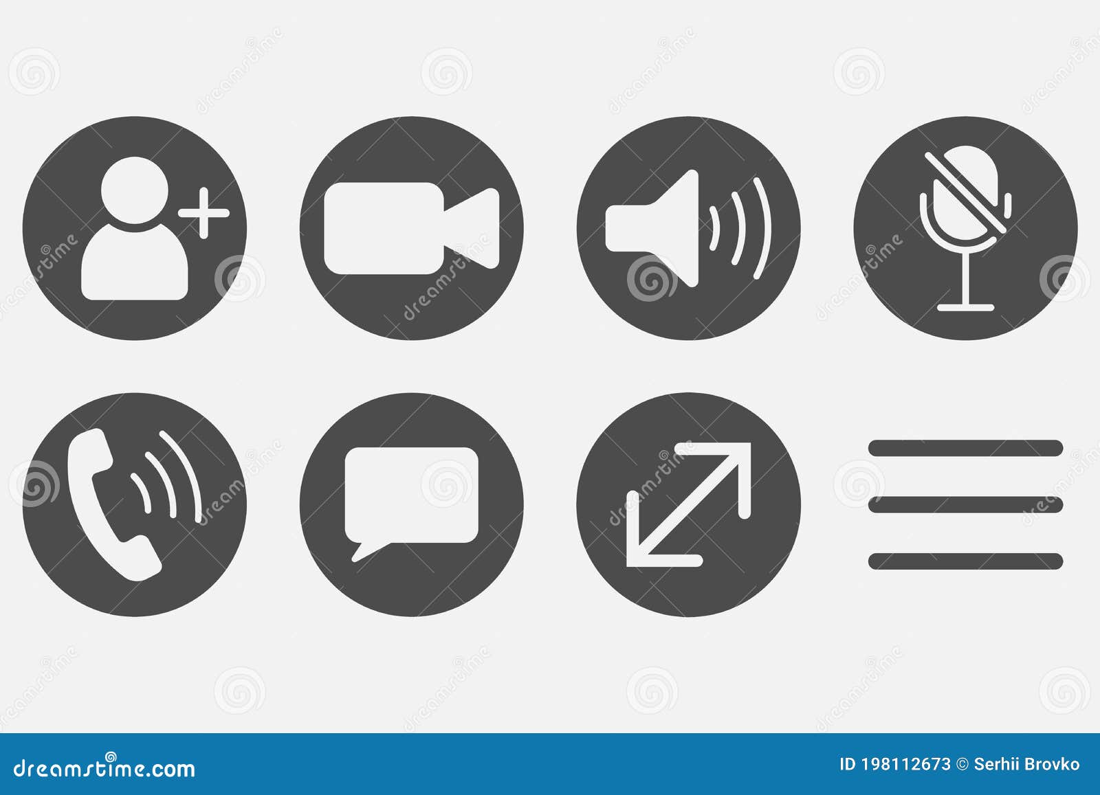 Video Cal Icons Set Isolated on White Background. Vector Illustration ...