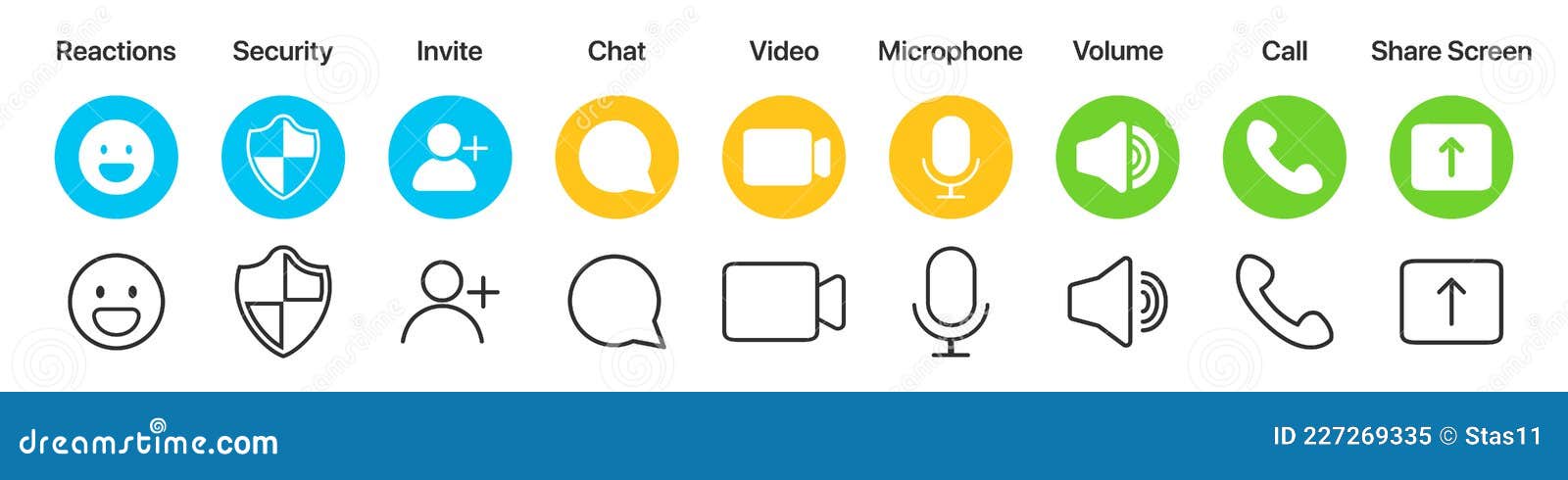 Video Call App Interface Icons in a Flat Design Stock Vector ...