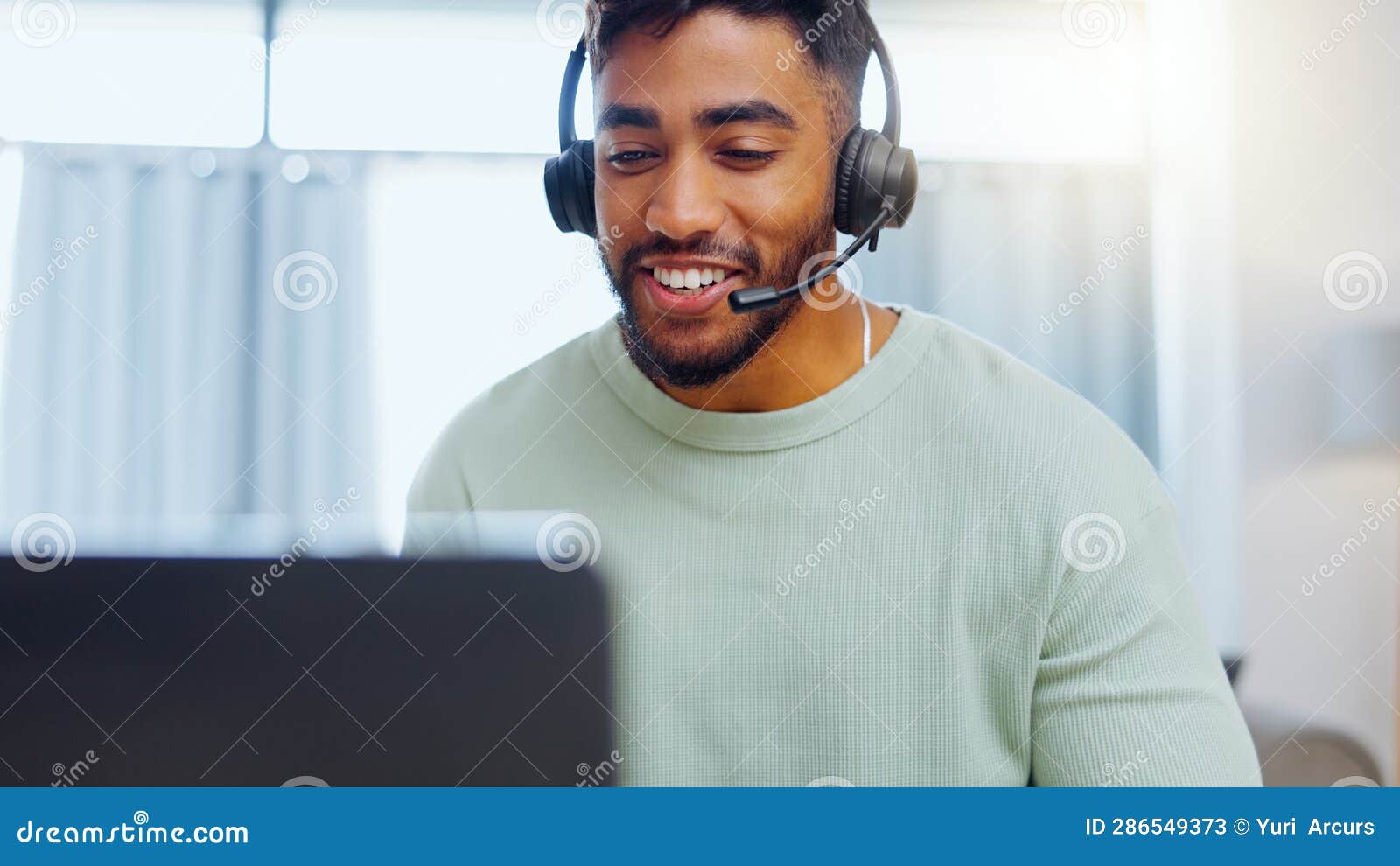 Video Call, Black Man and Work from Home, Virtual Communication or ...