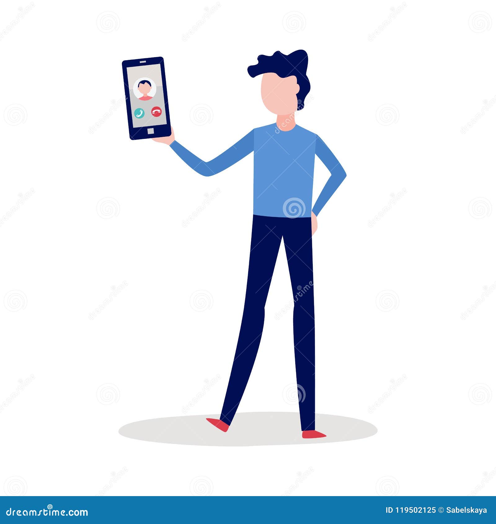Vector Man Calling with Video Stock Vector - Illustration of business ...