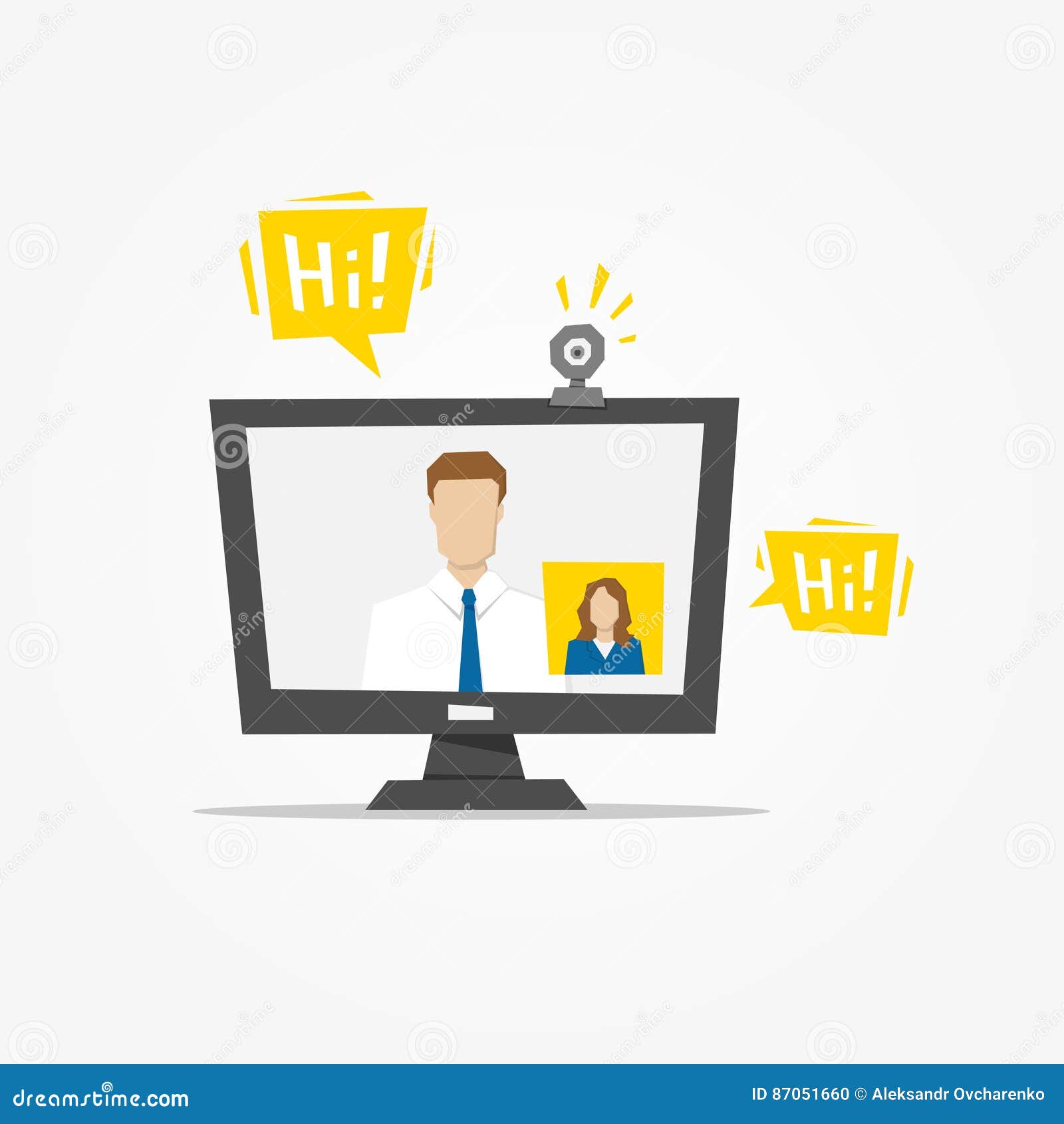 Video Call Desktop Vector Illustration Stock Vector - Illustration of ...