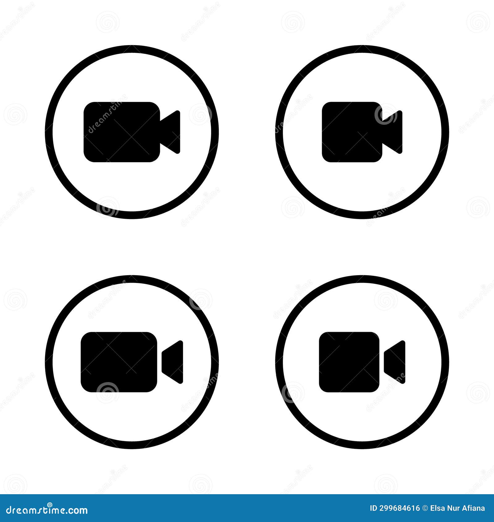 Video Call Icon on Circle Line. Camera Symbol Vector Stock Illustration ...